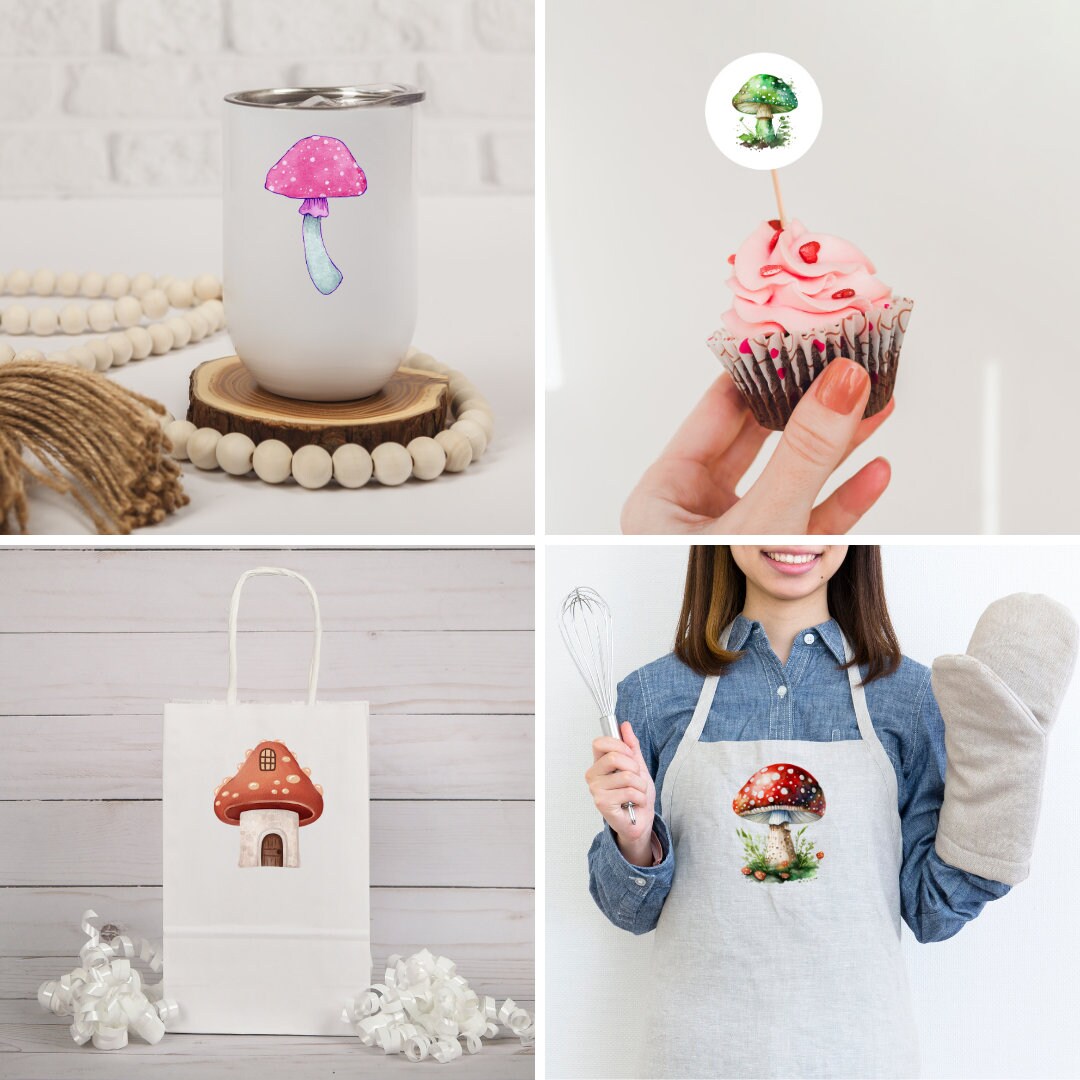 Mushroom Watercolor SVG PNG Clipart Bundle for Cricut Magic Mega Pack ...