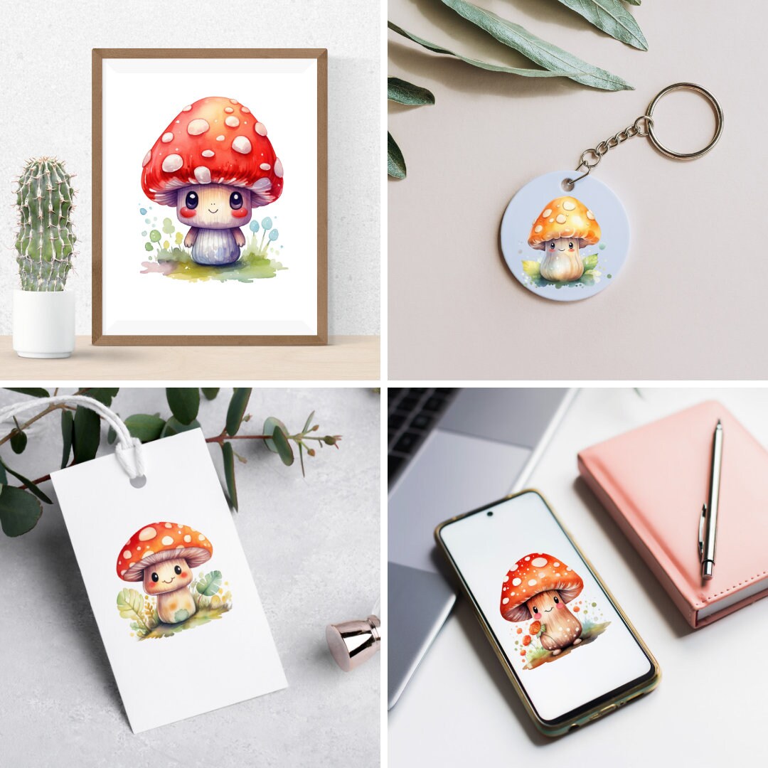 Cute Mushroom SVG PNG Clipart Bundle for Cricut Magic Mega Pack ...