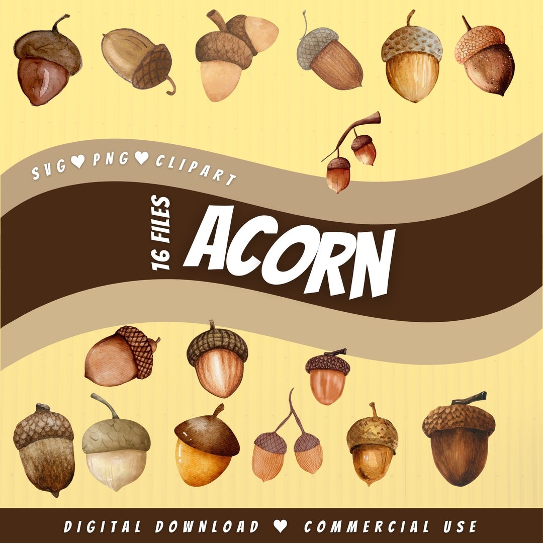 Acorn Watercolor SVG PNG Clipart Bundle Files for Cricut Fall Mega Pack ...
