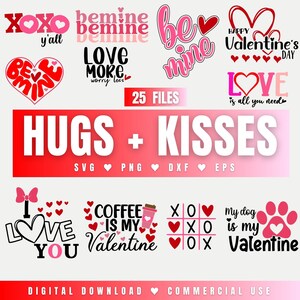Hugs Kisses SVG PNG Eps Dxf Clipart Bundle Files for Cricut Xoxo Love ...
