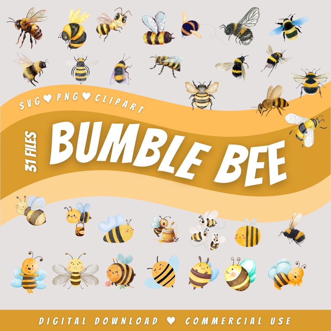Bumble Bee Watercolor Clipart: SVG PNG Bundle (digital Download) - Etsy