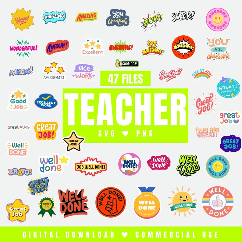 Teacher Appreciation SVG PNG Clipart Bundle Files for Cricut School ...