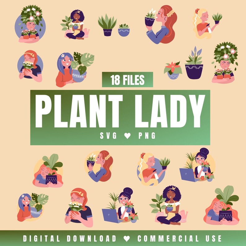 Plant Lady Sign SVG PNG Clipart Bundle Files for Cricut Quote Mega Pack ...