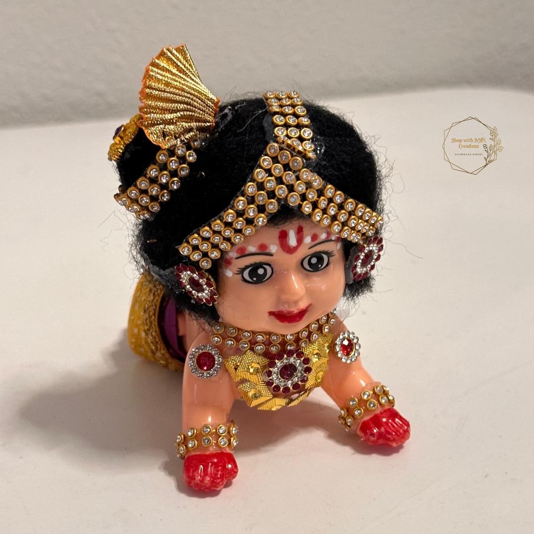 Baby Krishna | Crawling Krishna Doll 4" W Approx | Krishnashtami Decor ...
