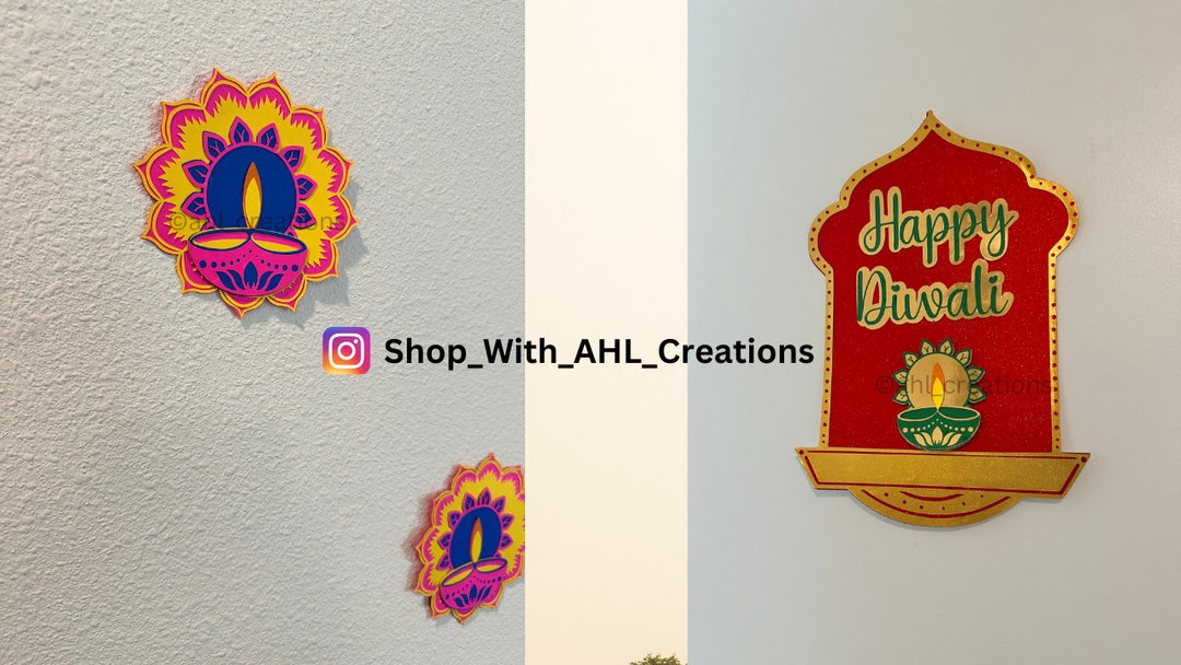 Diwali Decorations For House Rangoli 64 PCS Happy Diwali Cutouts ...