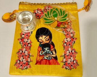 Seemantham Return Gift Bags | Baby Shower Gift Bags| Mom-to-be Potli ...