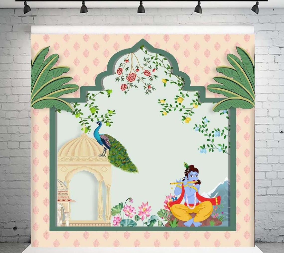 Krishnashtami Backdrop: Janmashtami Desi Festival Decoration (8x8 Ft or ...