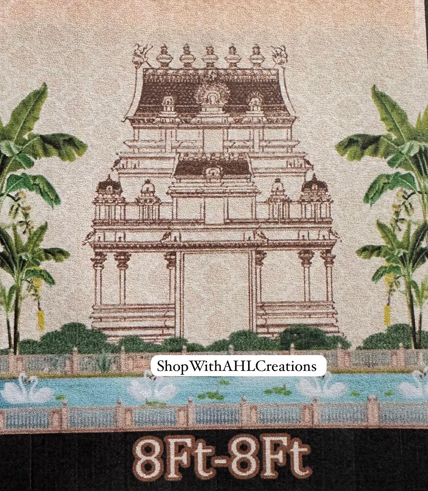 Temple Design Backdrops for Festival Decor | Pichwai Cow Backdrop Decor ...