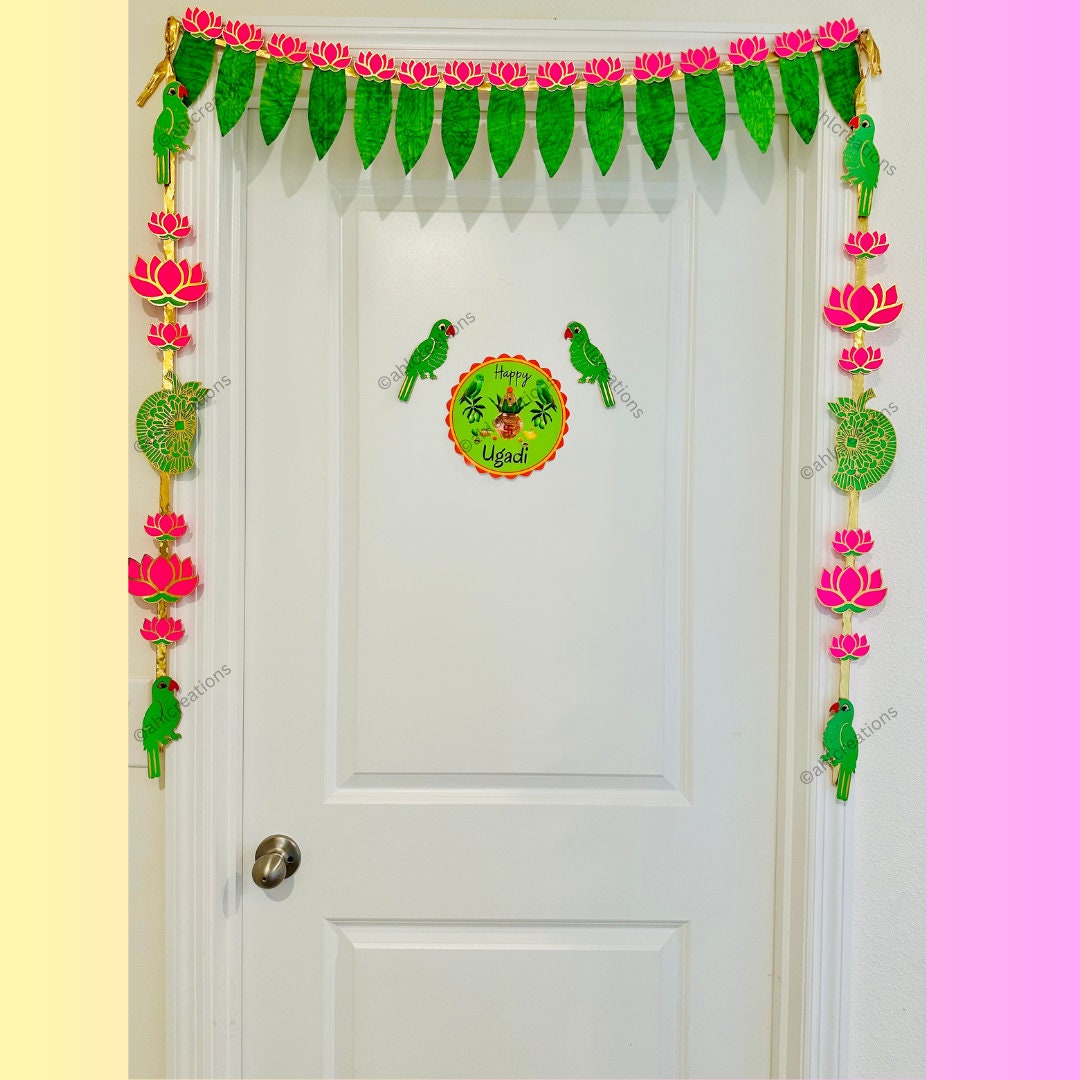 Ugadi Decoration Ugadhi Wreath Parrots, Mango Toran and Lotus Decor - Etsy