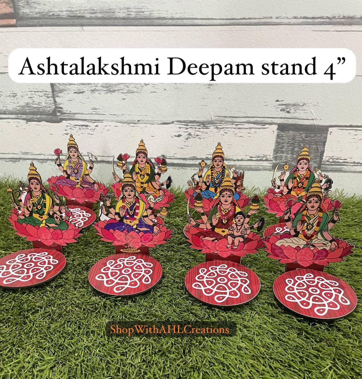 Ashtalakshmi Standee | 8 Lakshmi Deepam Stand | Lakshmi Laminated MDF ...