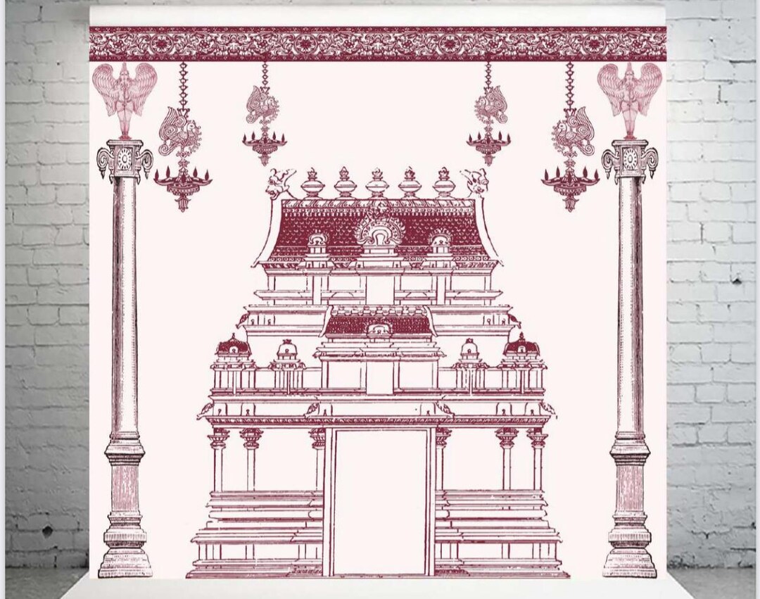 Temple Design Backdrops for Festival Decor | Pichwai Cow Backdrop Decor ...