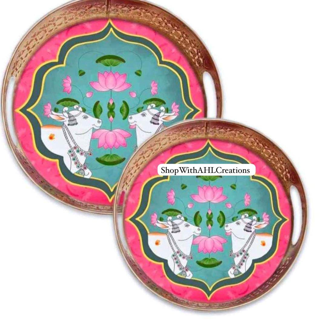 Decorative Trays Set 10" and 8" (2PC Set) | Indian Festival Decor ...