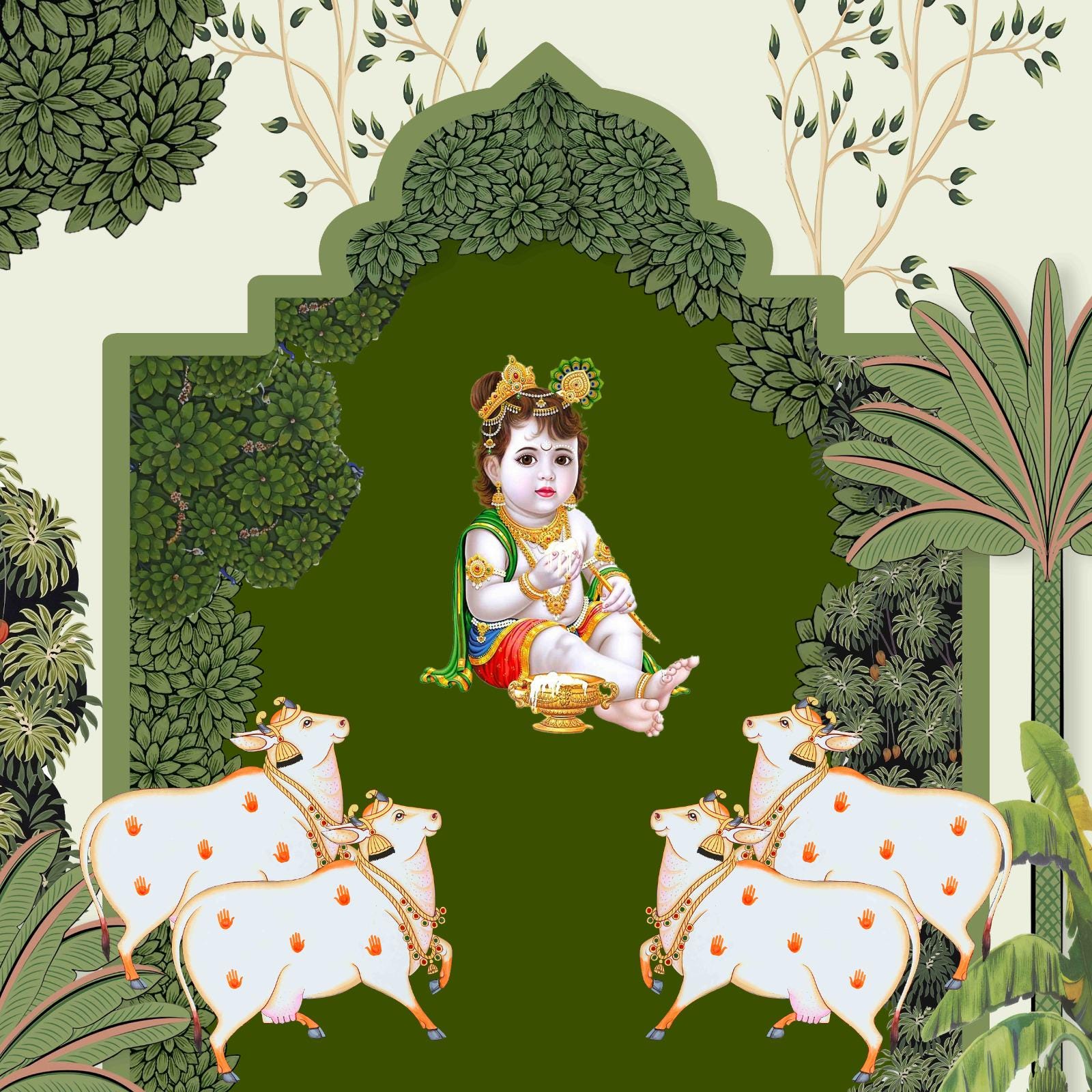Krishnashtami Backdrop: Janmashtami Desi Festival Decoration (8x8 Ft or ...