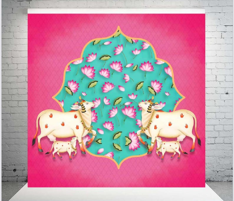 Pichwai Lotus Backdrop in Different Sizes Washable Fabric for Pooja ...