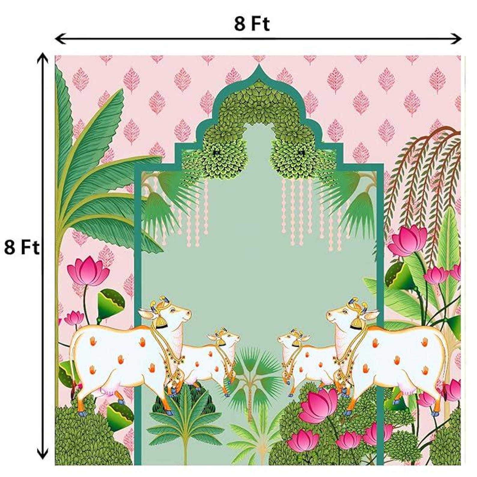 Pichwai Cow Art Printed Backdrop Cloth for Pooja Decoration Traditional ...