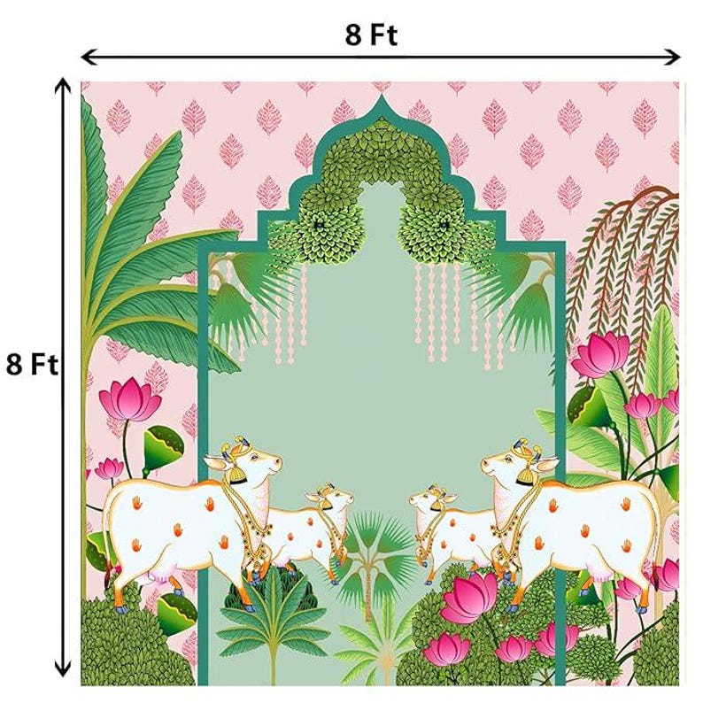 Pichwai Cow Art Printed Backdrop Cloth for Pooja Decoration Traditional ...