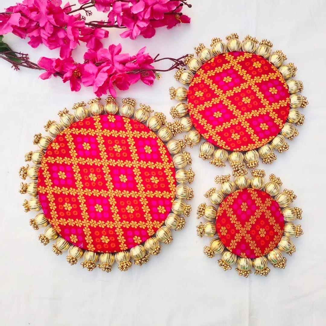 Bandhani and Pichwai Reversible Mats for Festival Decor | Navaratri ...