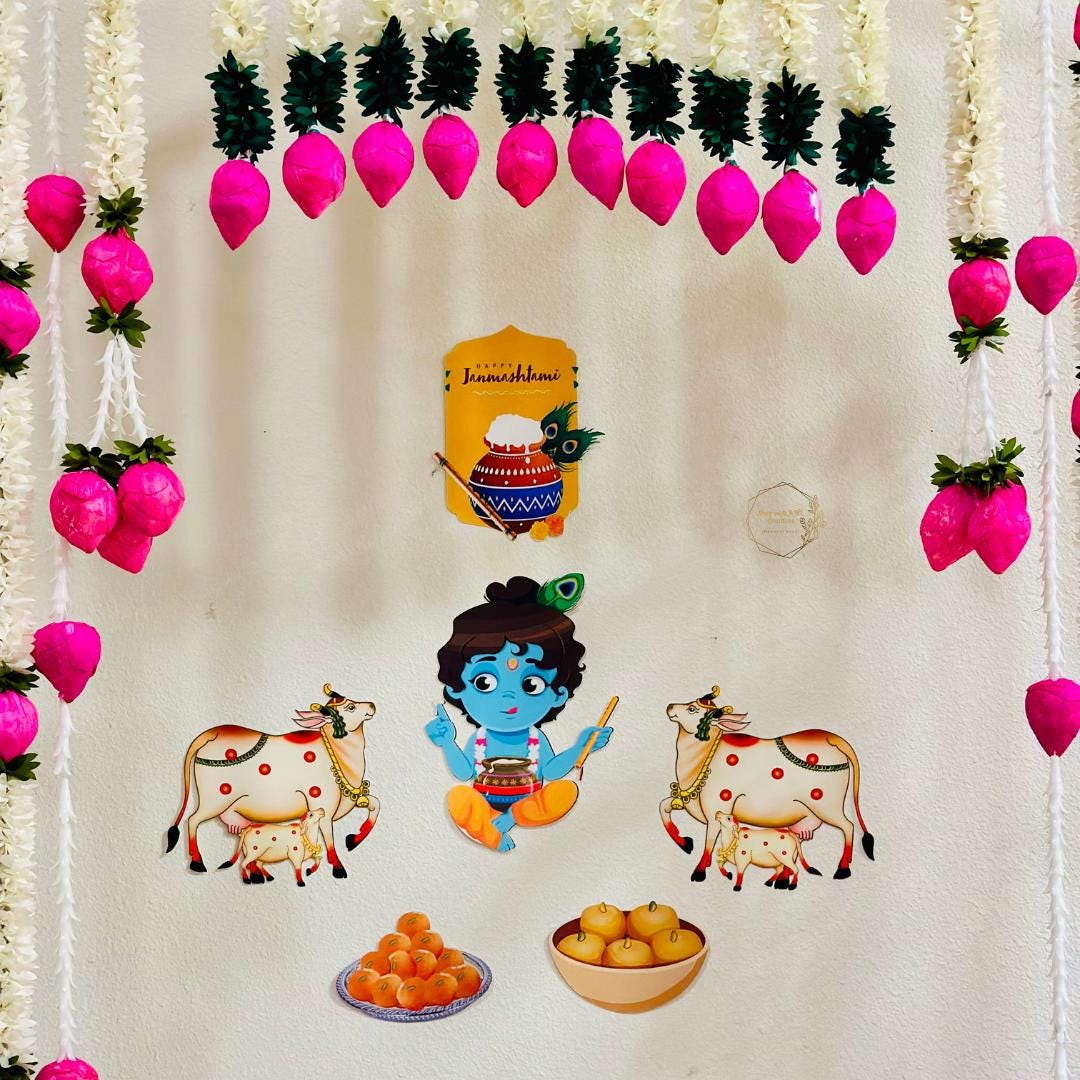 Pichwai Cow & Krishna Cutouts: Indian Festival Decor - Etsy
