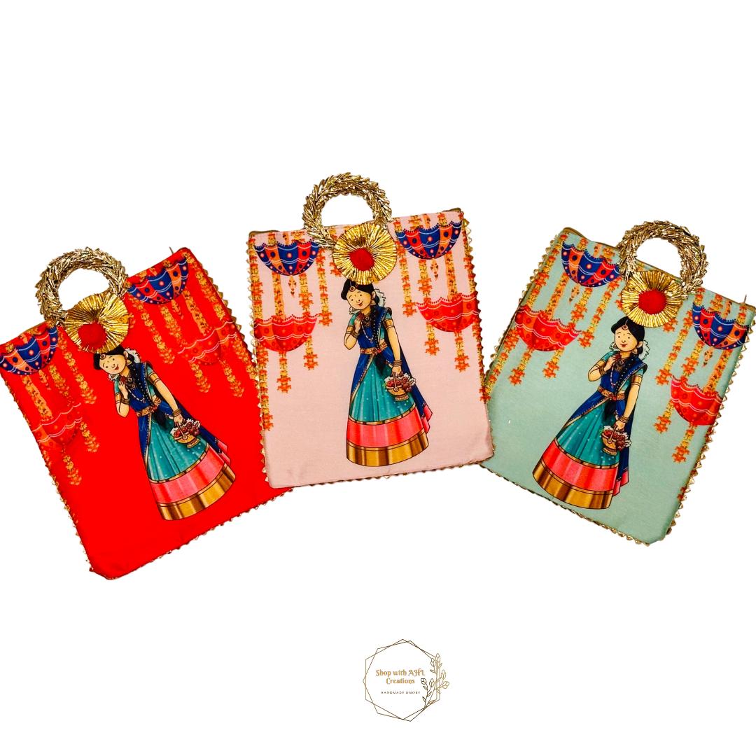 Half Saree Return Gift Bags | Indian Girl Gift Bags | Half Saree ...