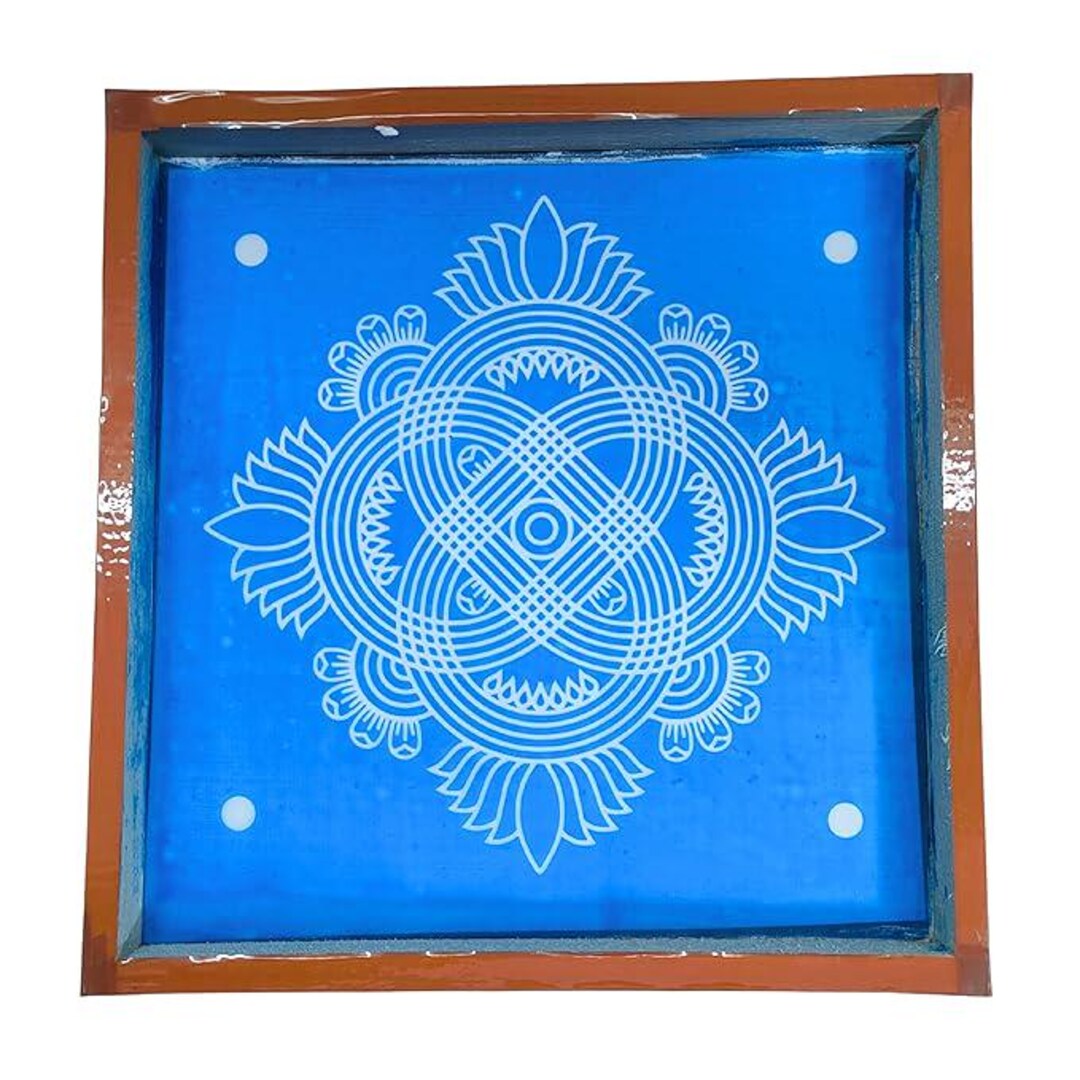 Padi Kolam Rangoli Stencil: Wooden Frame, 10-inch | Diya Rangoli ...
