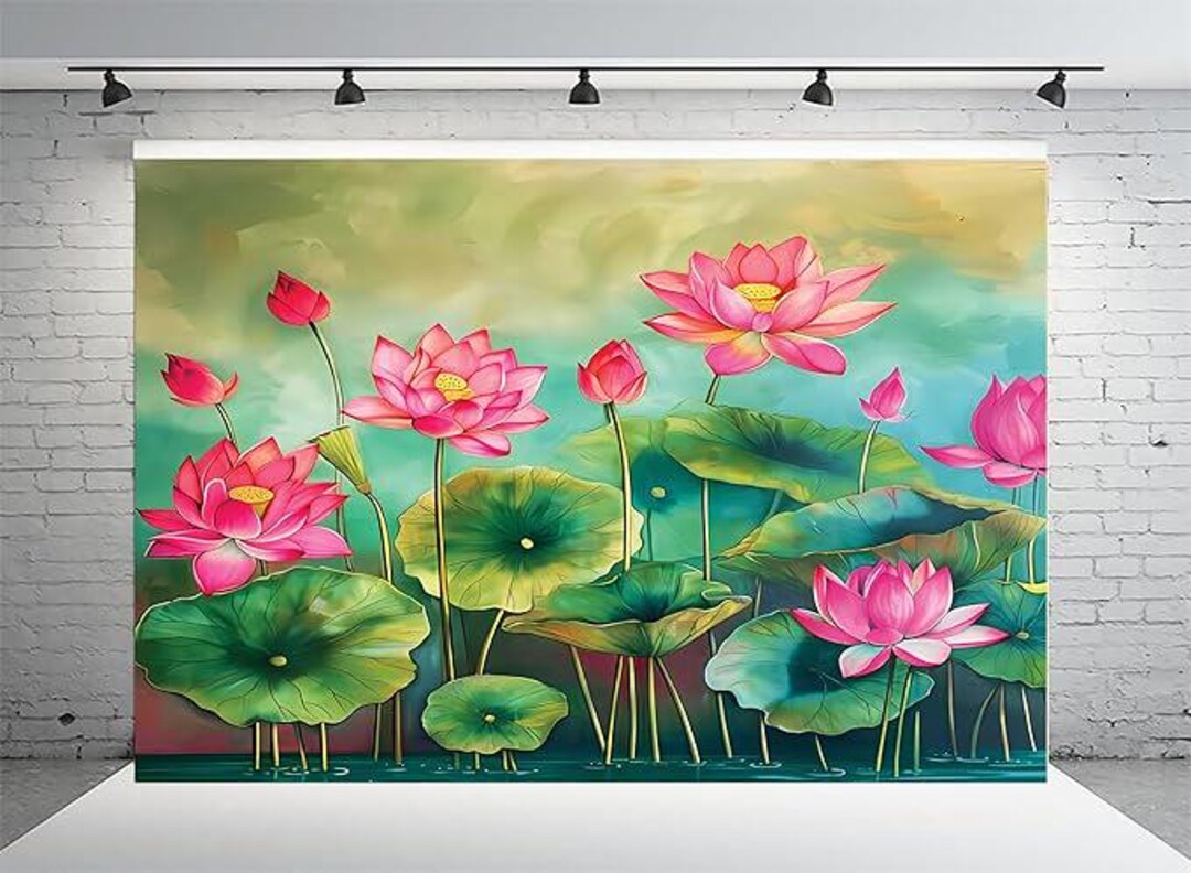 Lotus Decoration Pooja (8ft - 8ft) Backdrop Wedding Decoration Curtain ...