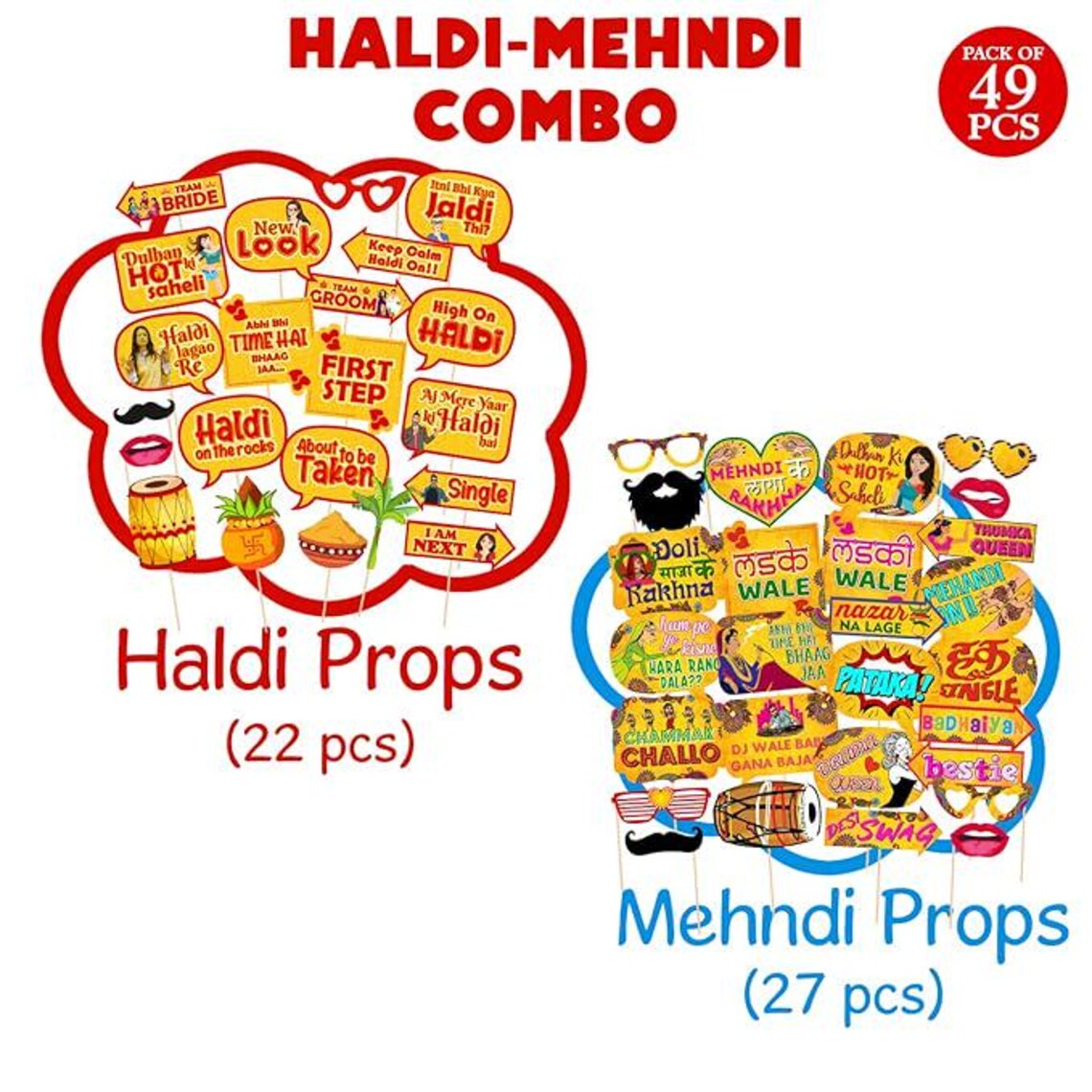 Haldi/ Mehendi Photo Booth Props and Haldi Photo Booth Props for ...