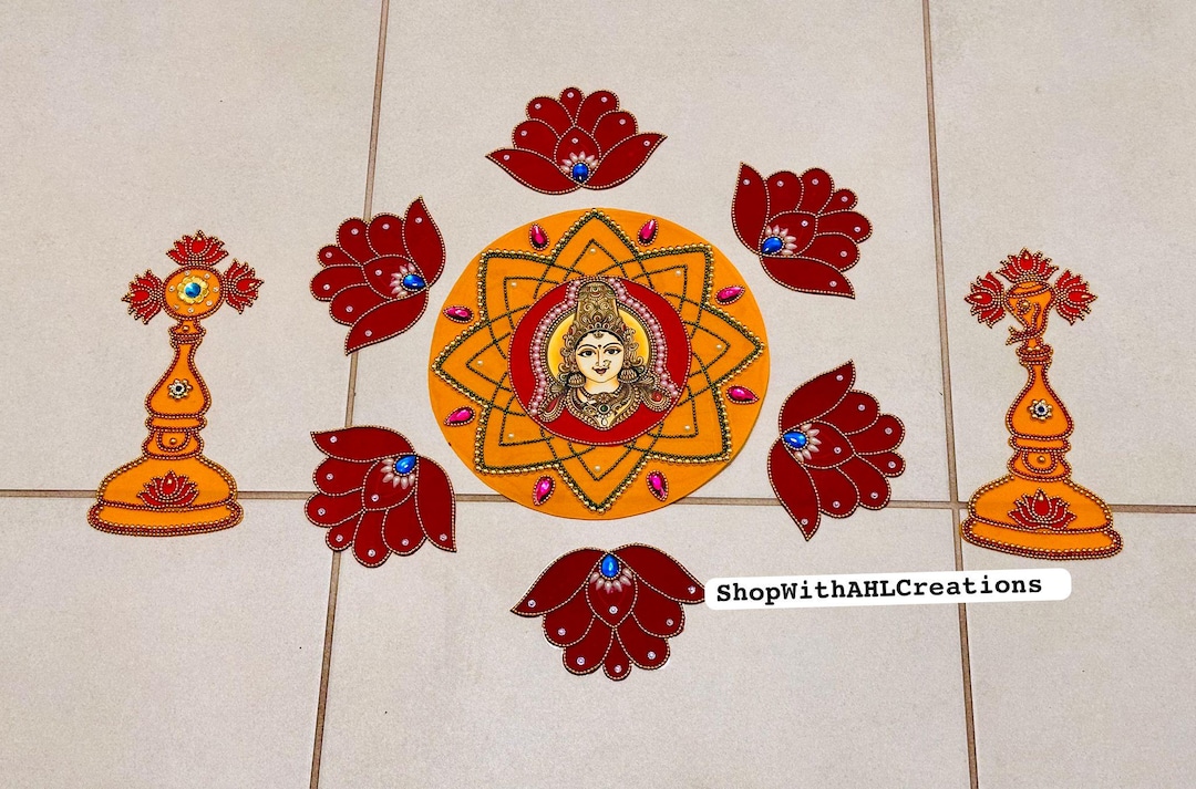 Lotus Rangoli | Deepam Rangoli | Amman Rangoli | OPF Rangoli With ...