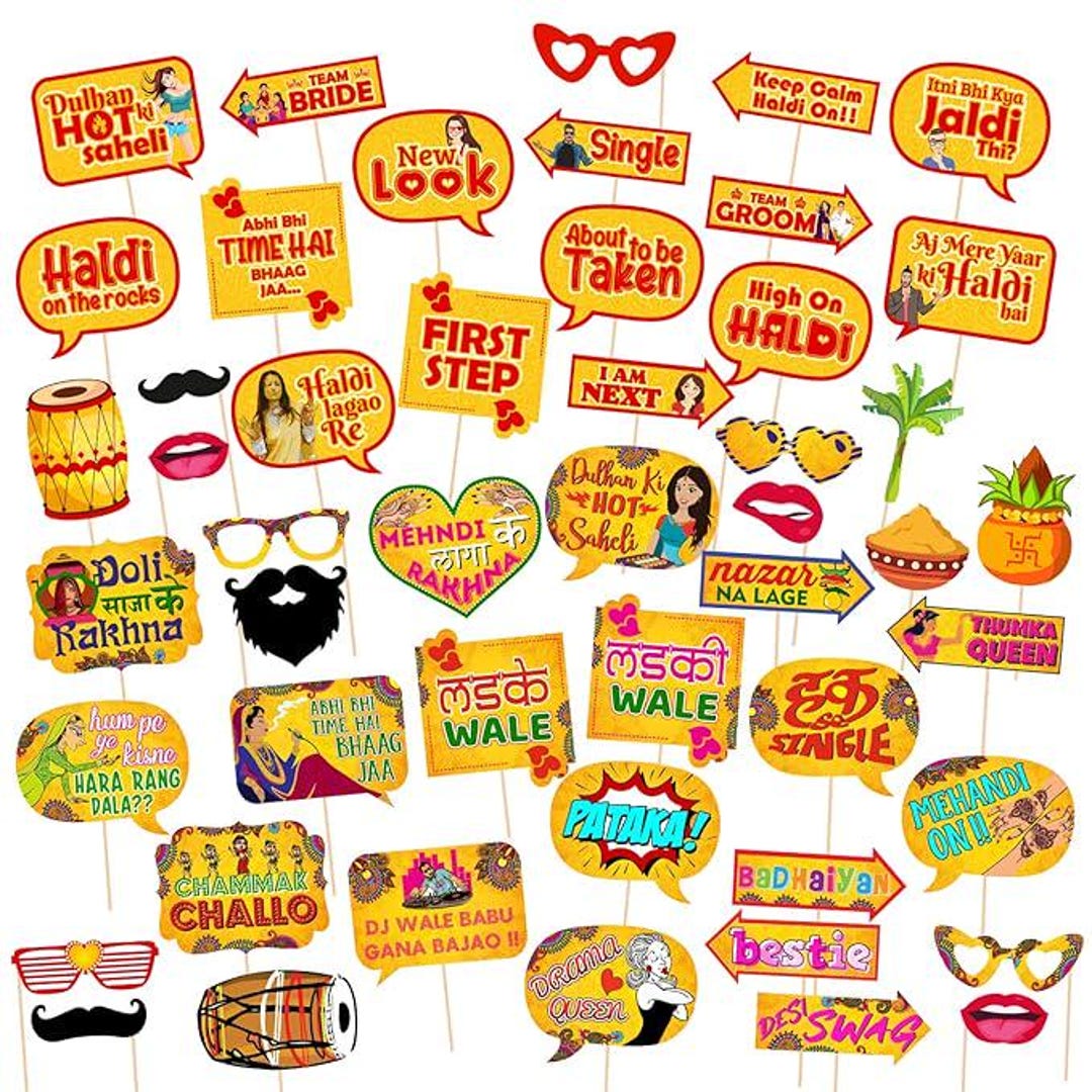 Haldi/ Mehendi Photo Booth Props and Haldi Photo Booth Props for ...