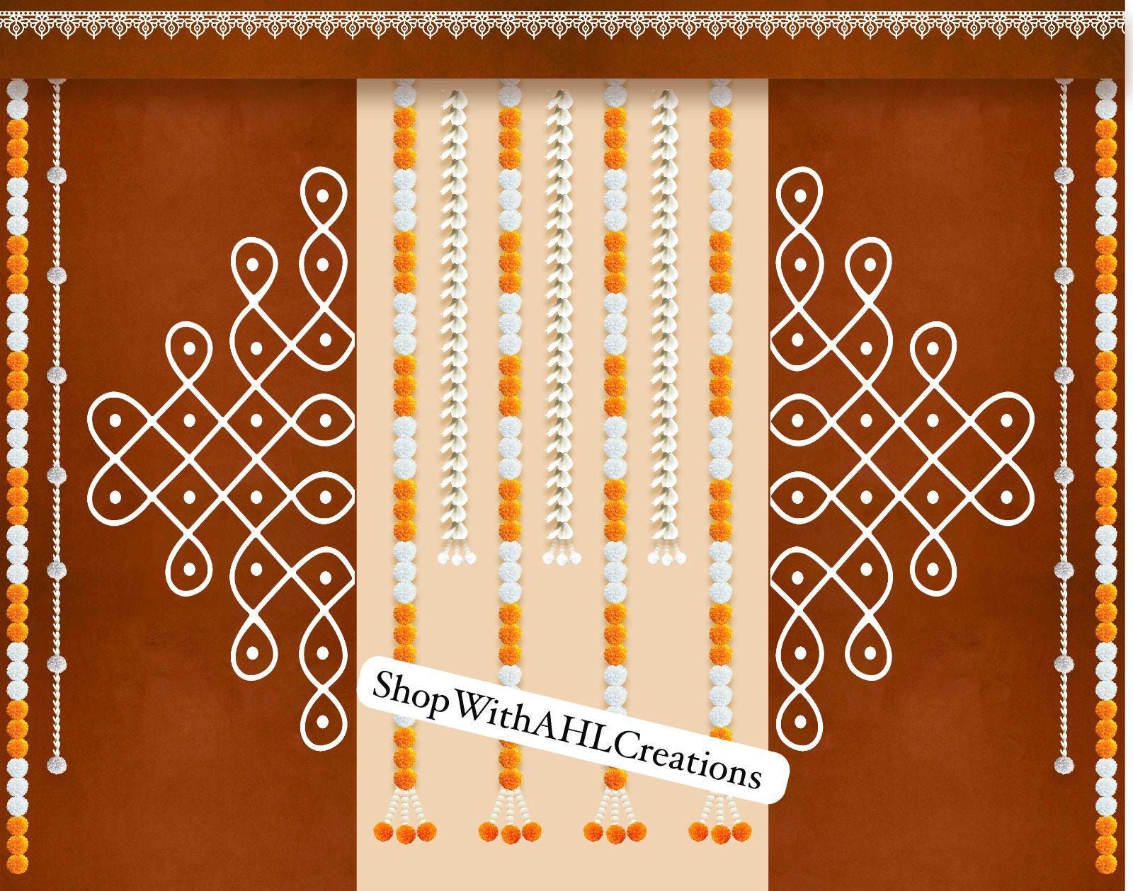Kolam Backdrop in Terracota for Indian Festivals | Housewarming Decor ...