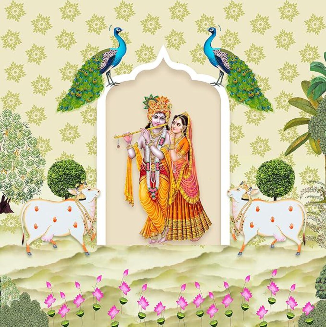 Krishnashtami Backdrop: Janmashtami Desi Festival Decoration (8x8 Ft or ...