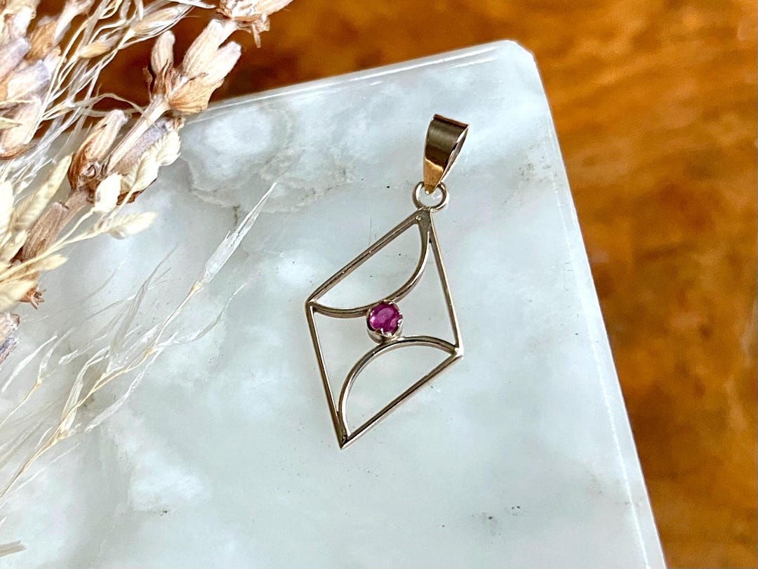 Vintage 333 Gold Pendant With Ruby, Circa 1970 // Antique Look ...