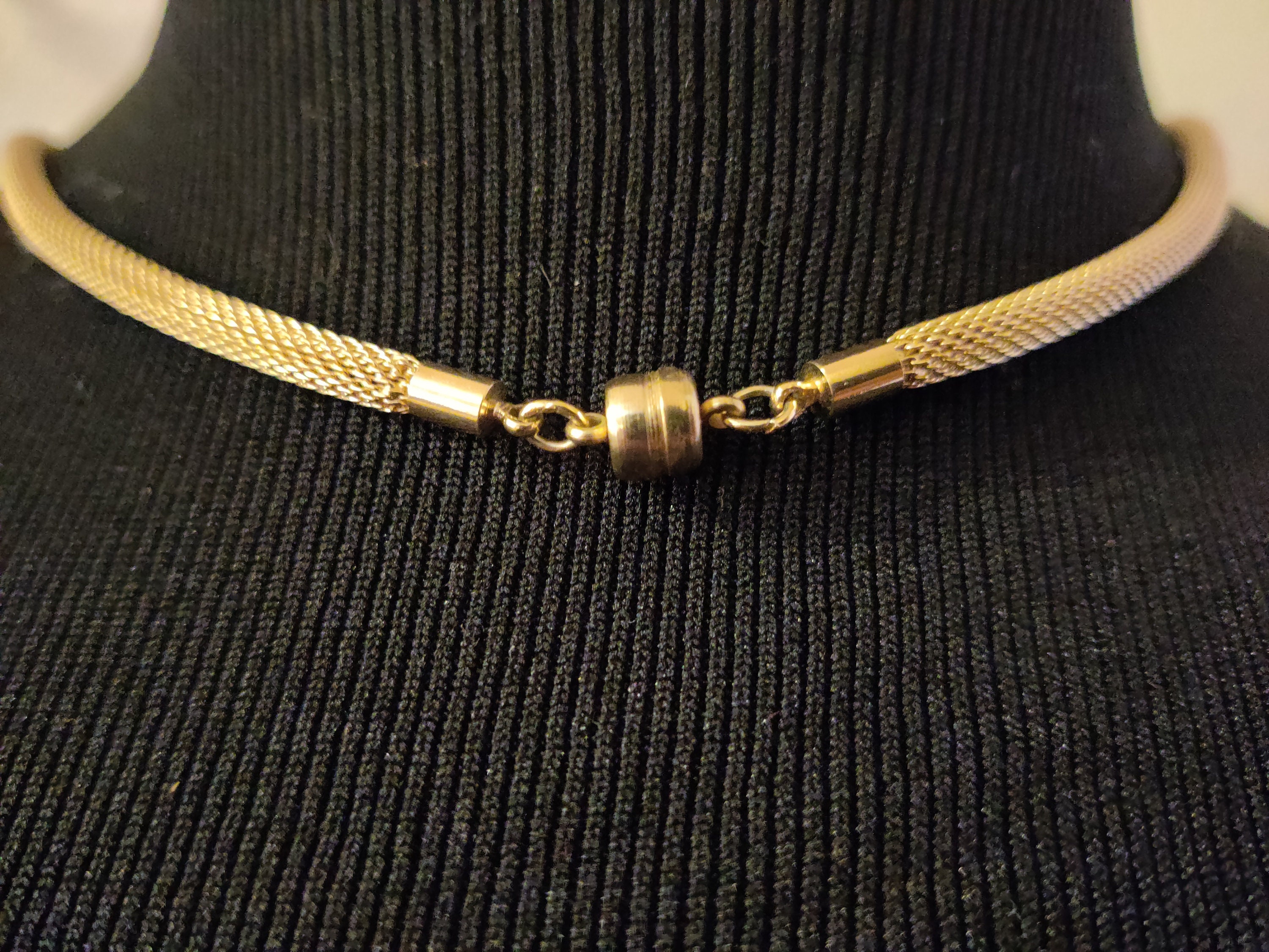 Elegant Gold Mesh Woven Tube Chain With Rhinestone Slide Necklace - Etsy