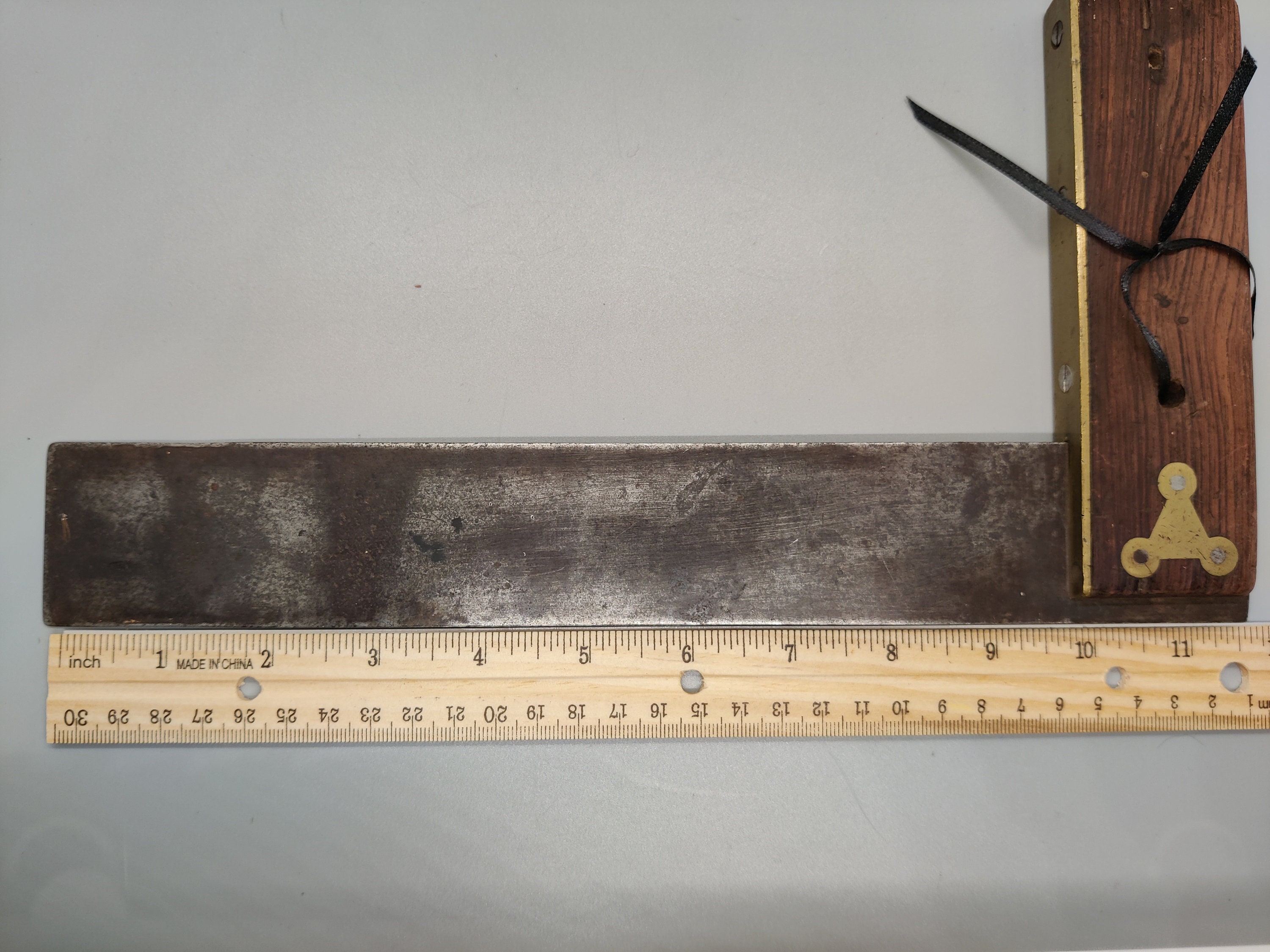 Antique Right Angle Measuring Tool . Solid Wood, and Inland Brass ...