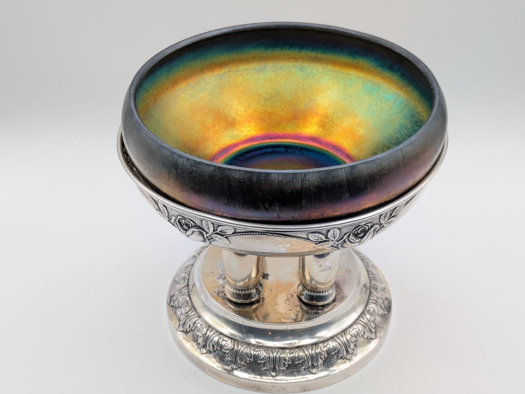 Victorian SP Column Vessel With Art Glass Insert - Etsy