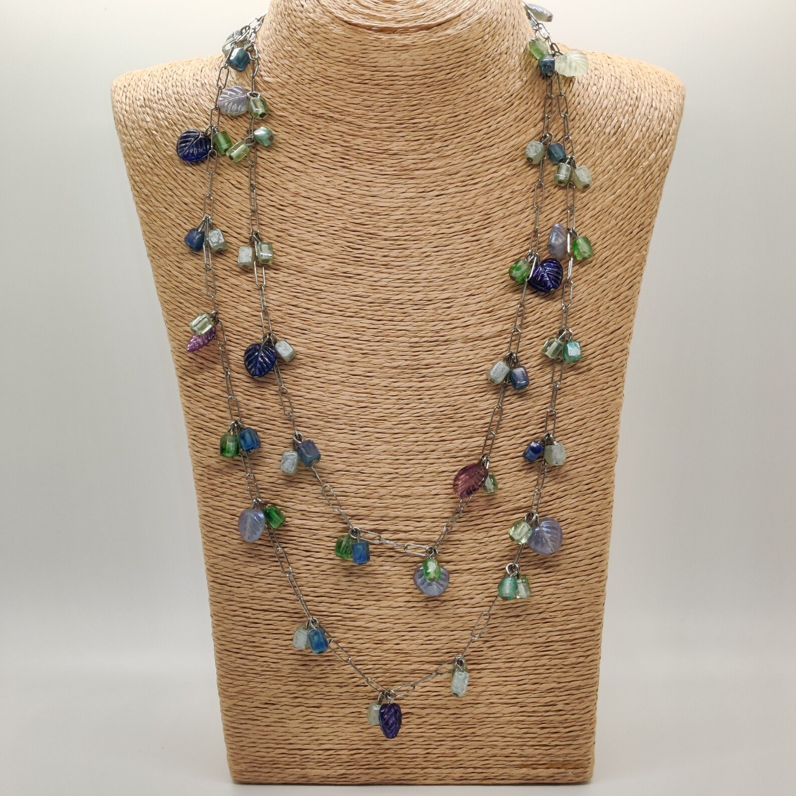 Glass Charm Double Strand Paperclip Necklace - Etsy