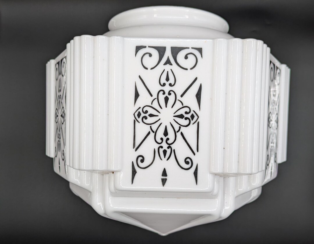 Art Deco Chrome and Milk Glass Lg Fixture - Etsy