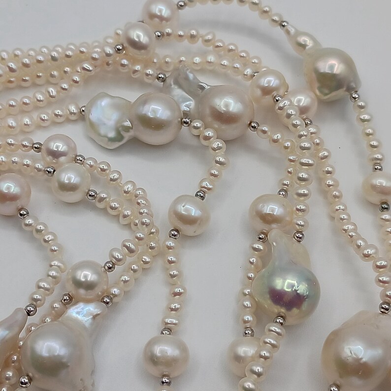 Multi Strand Baroque and Round Pearl Necklace - Etsy