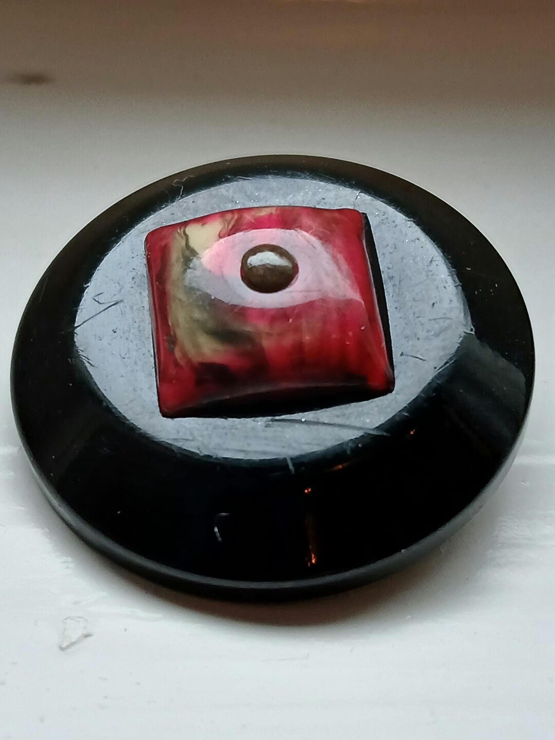 Deco 5 Black and Red Buttons - Etsy
