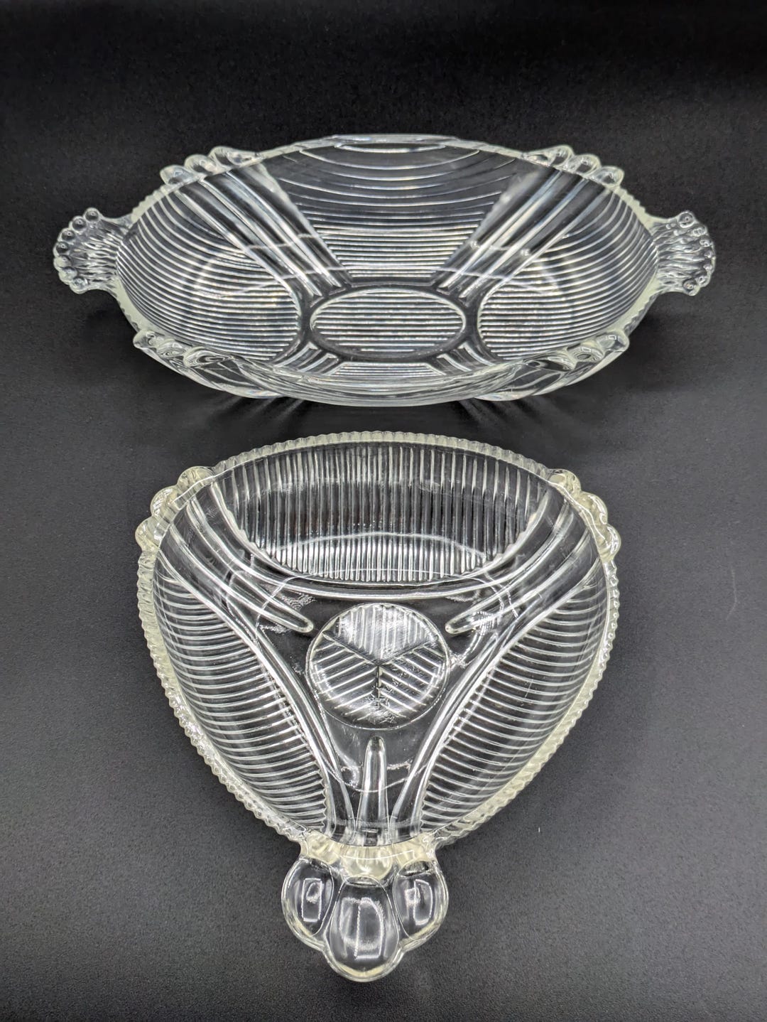 Art Deco Ribbed Glass Dishes. - Etsy