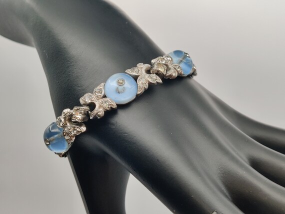 Crown Trifari Art Deco Shoe Button Bracelet - Gem