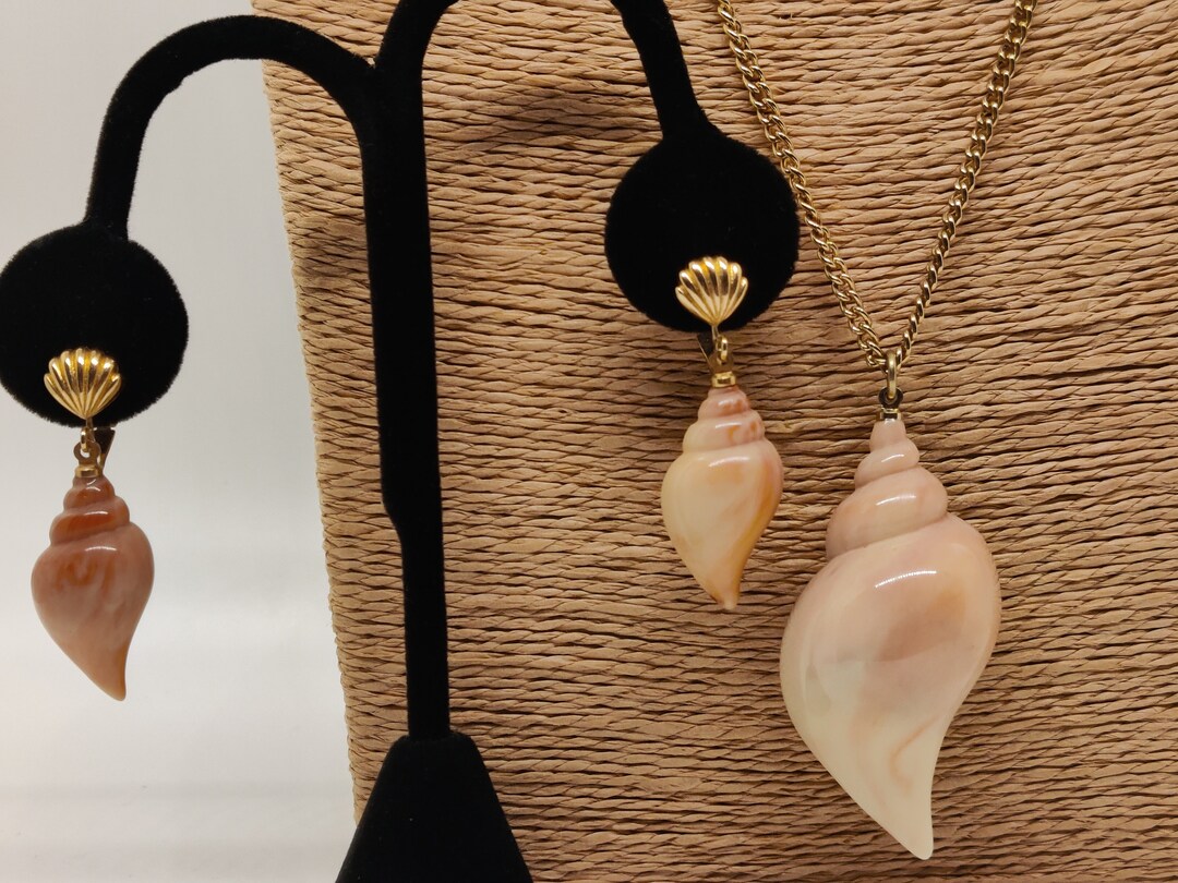 Avon Shell Necklace and Earrings Set - Etsy