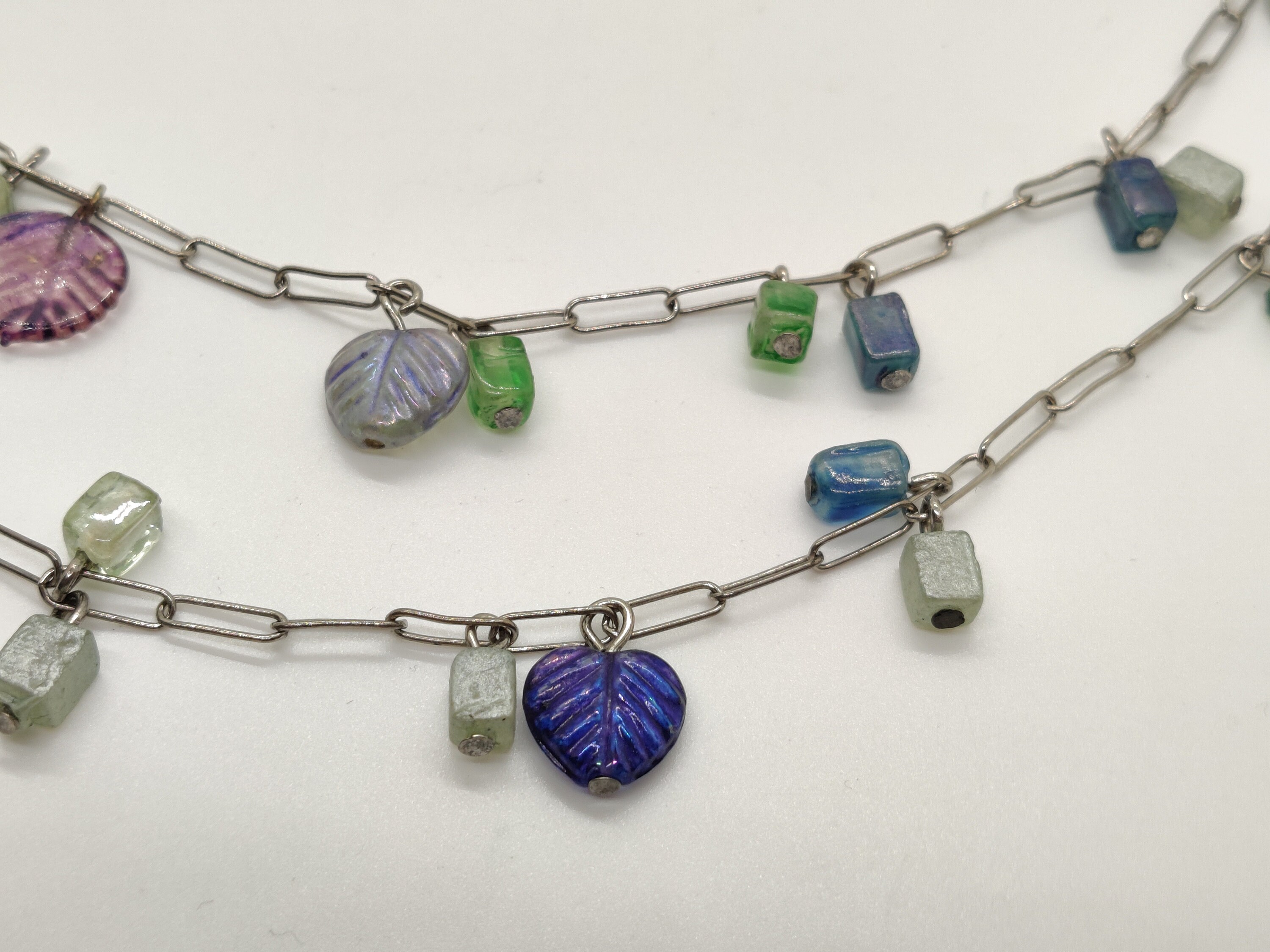 Glass Charm Double Strand Paperclip Necklace - Etsy