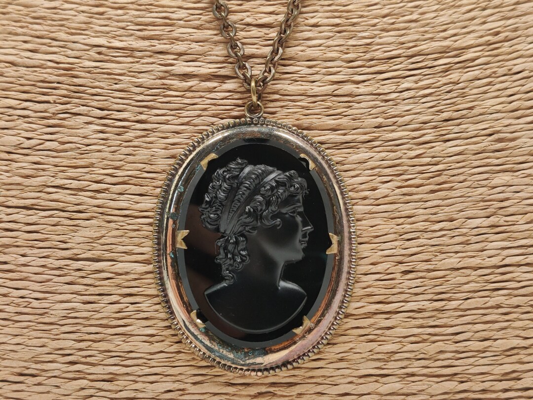 Black Cameo Pendant - Etsy