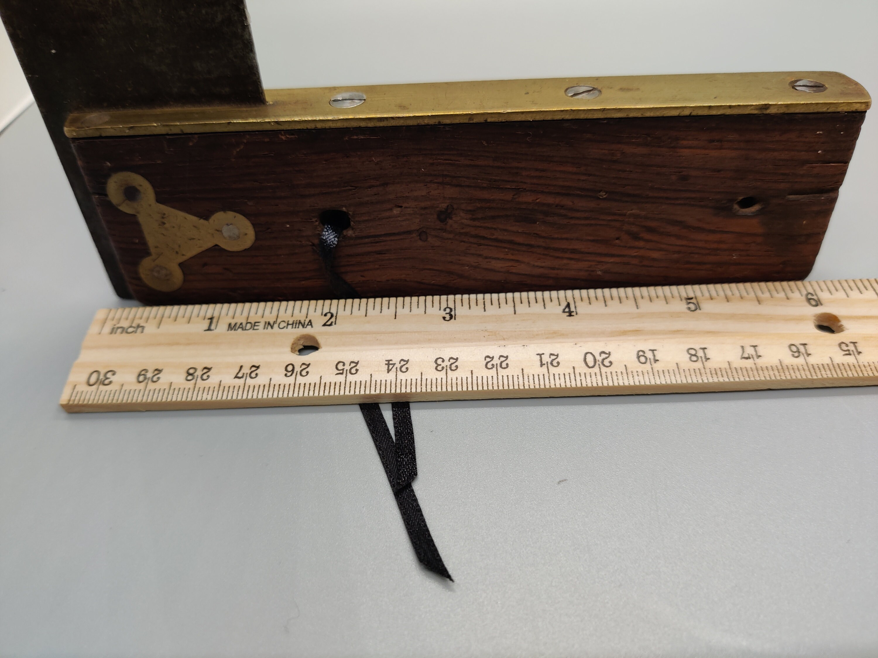 Antique Right Angle Measuring Tool . Solid Wood, and Inland Brass ...