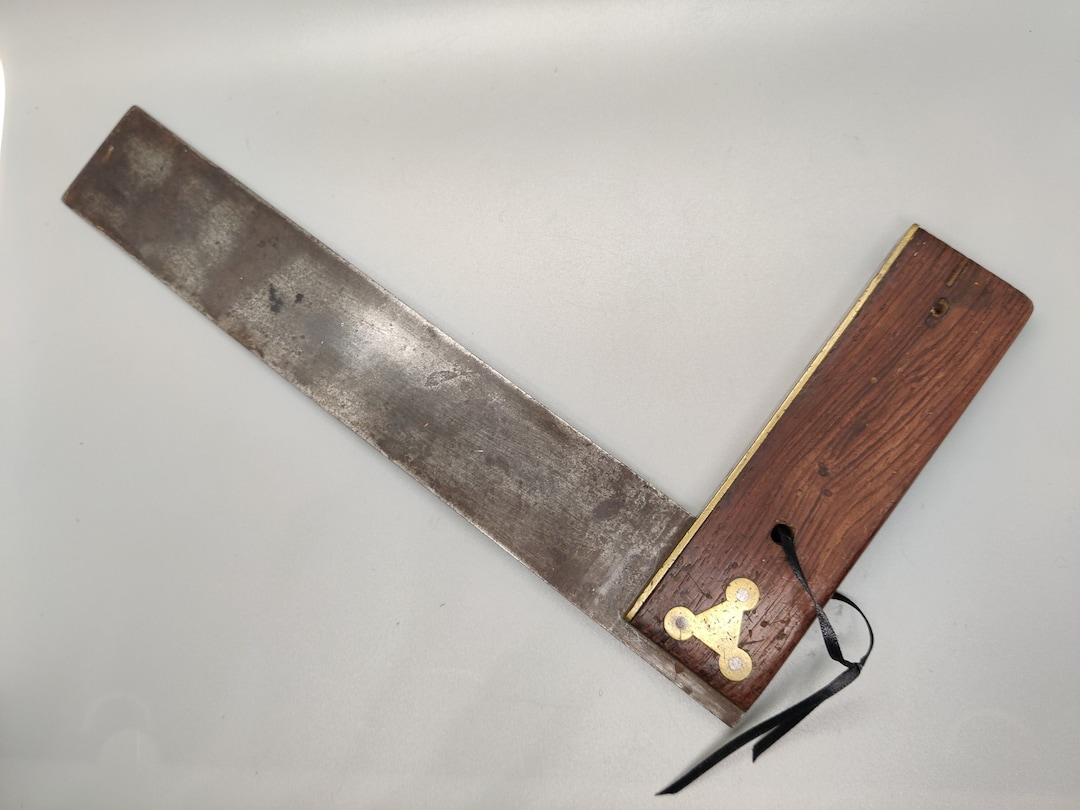Antique Right Angle Measuring Tool . Solid Wood, and Inland Brass ...