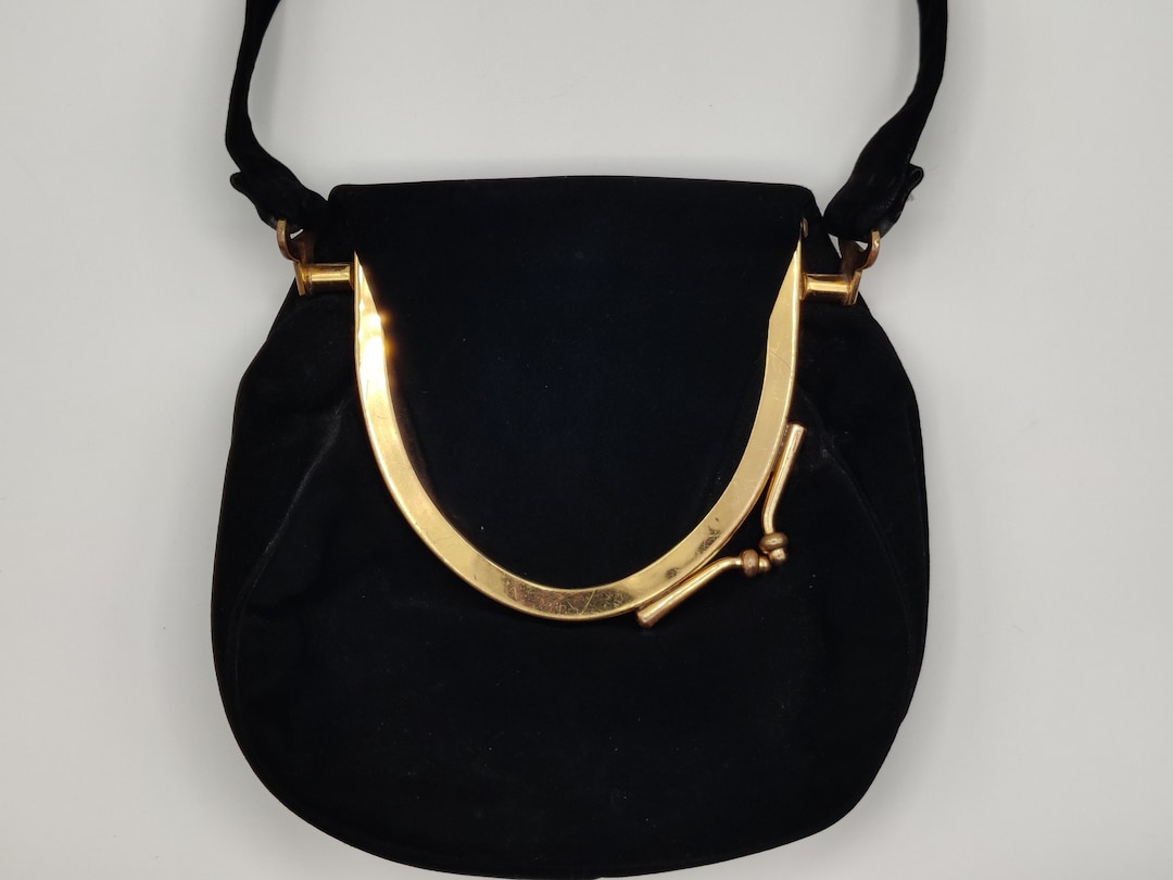 Coblentz Black Suede Gold Frame Handbag - Etsy