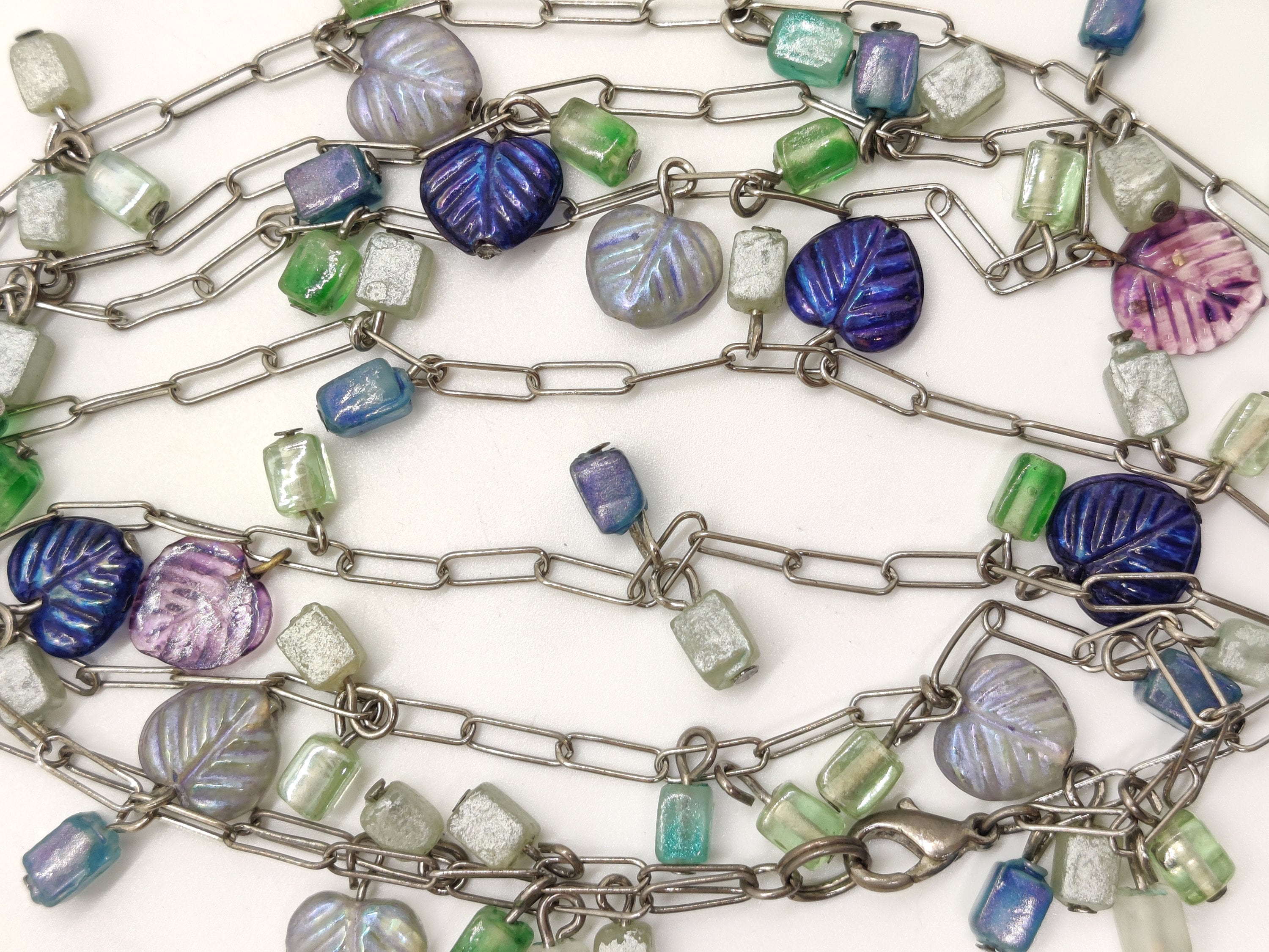 Glass Charm Double Strand Paperclip Necklace - Etsy