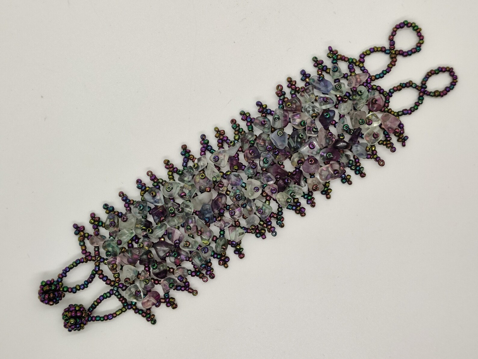 IRRIDESCENT Shades of Purple Artisan Hand Beaded Fancy Cuff Bracelet - Etsy