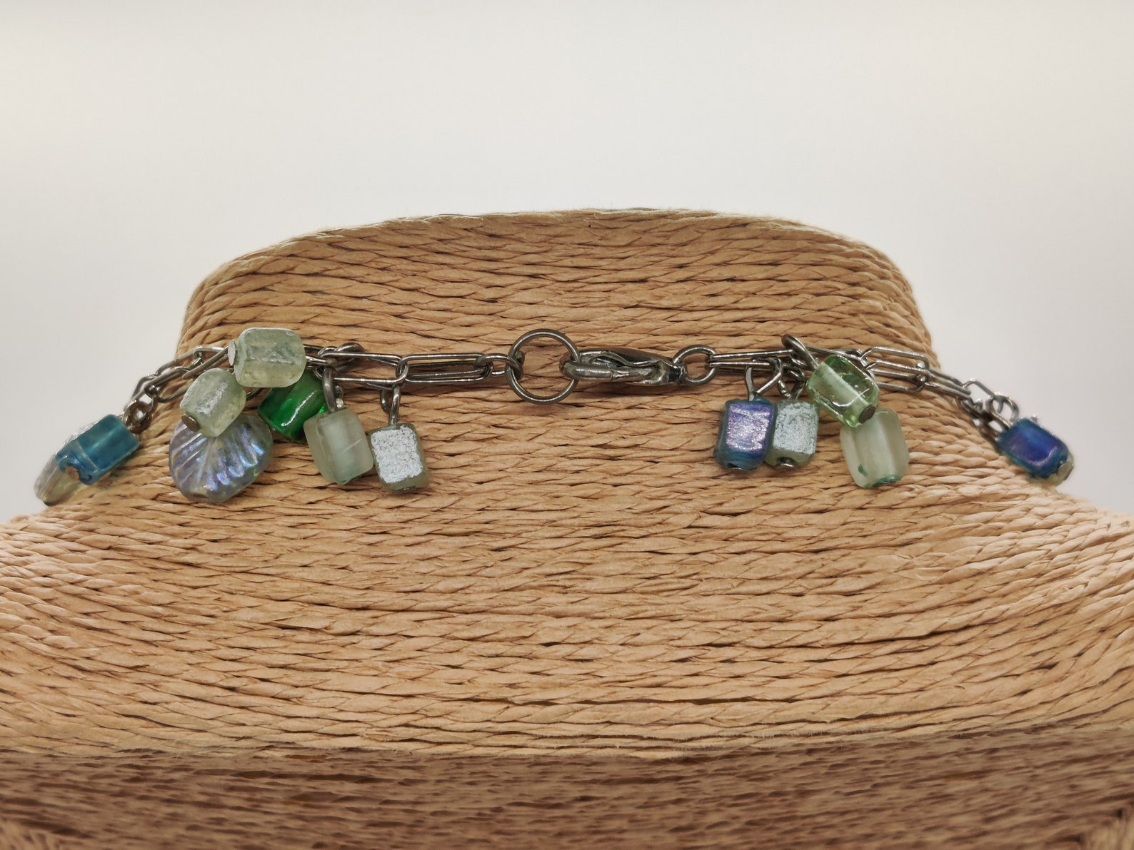 Glass Charm Double Strand Paperclip Necklace - Etsy