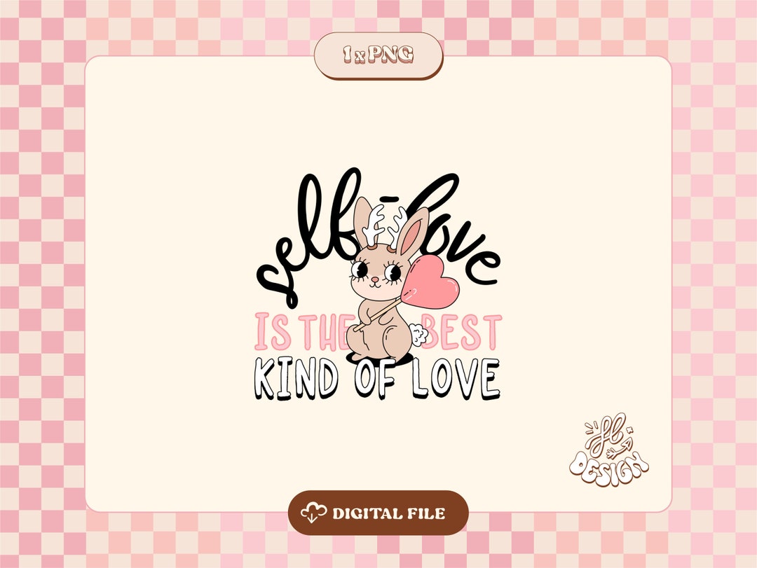 Retro Valentinstag PNG: Selbstliebe Hase Design (Digitaler Download ...